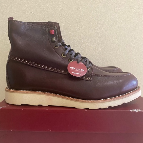 Wolverine | Shoes | Wolverines Louis Moc Toe Wedge Leather Work Boots ...